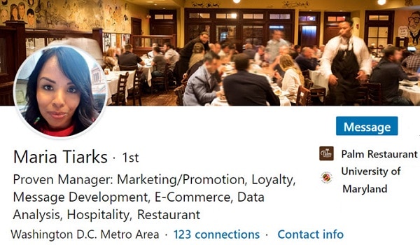 Restaurant Food Beverage Resume & LinkedIn Profile Examples